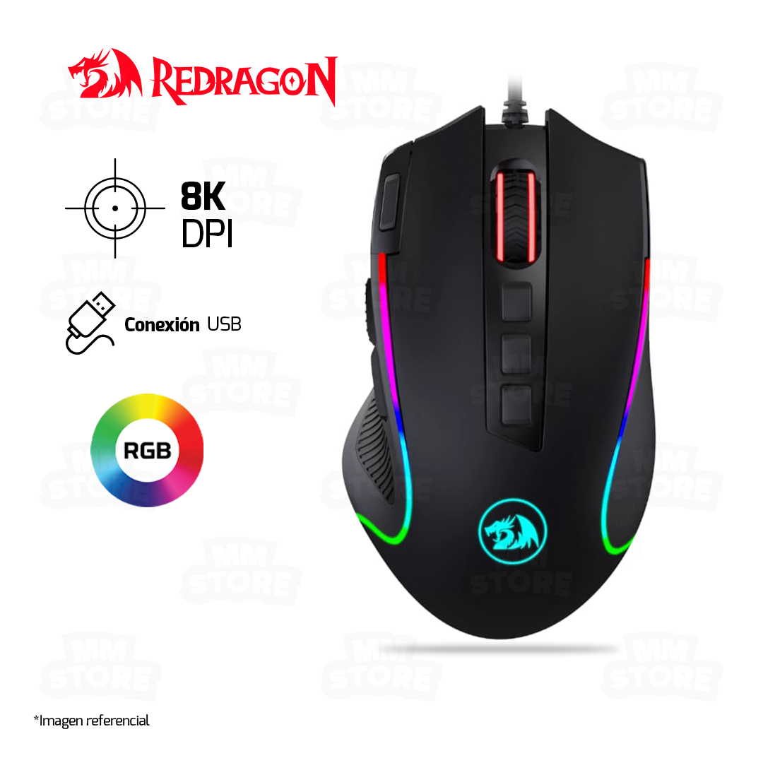 MOUSE REDRAGON PREDATOR M612 | CABLEADO | 8,000 DPI | RGB | NEGRO